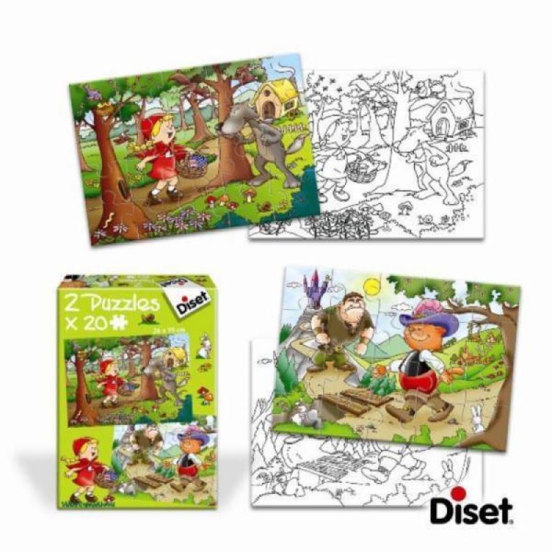 Diset - Puzzle 2 x 20 pièces le chat botté et chaperon rouge, Livraison ...