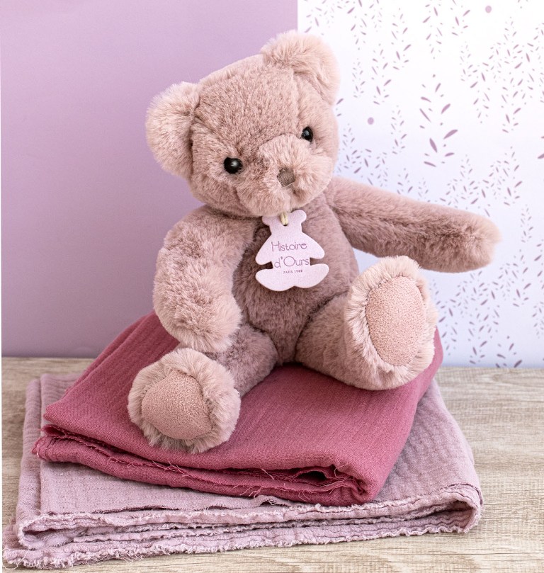 Histoire D Ours - Peluche ours poudre de rose 25 cm, Livraison Gratuite 24/48h